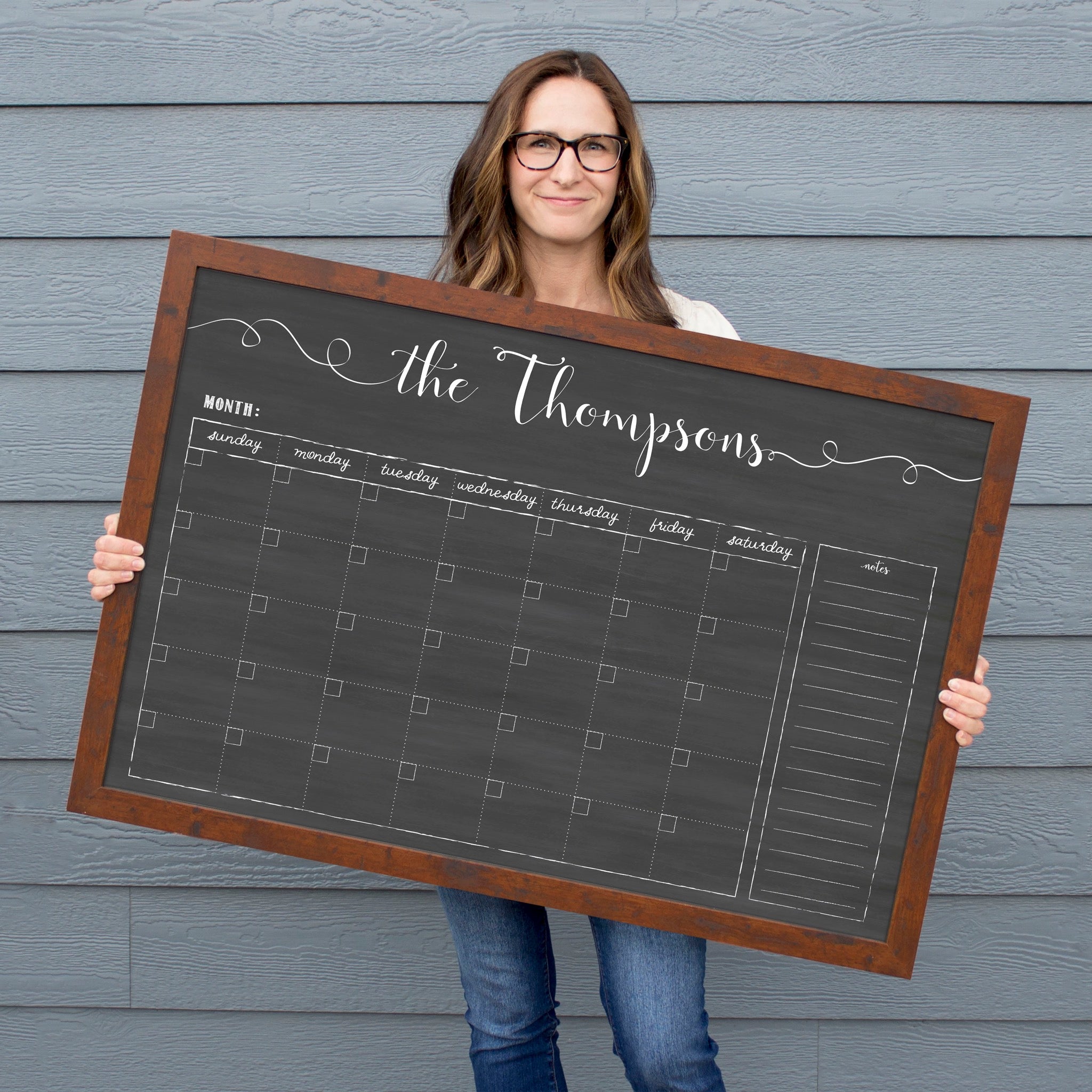 Monthly Framed Chalkboard Calendar + 1 section | Horizontal Knope ...