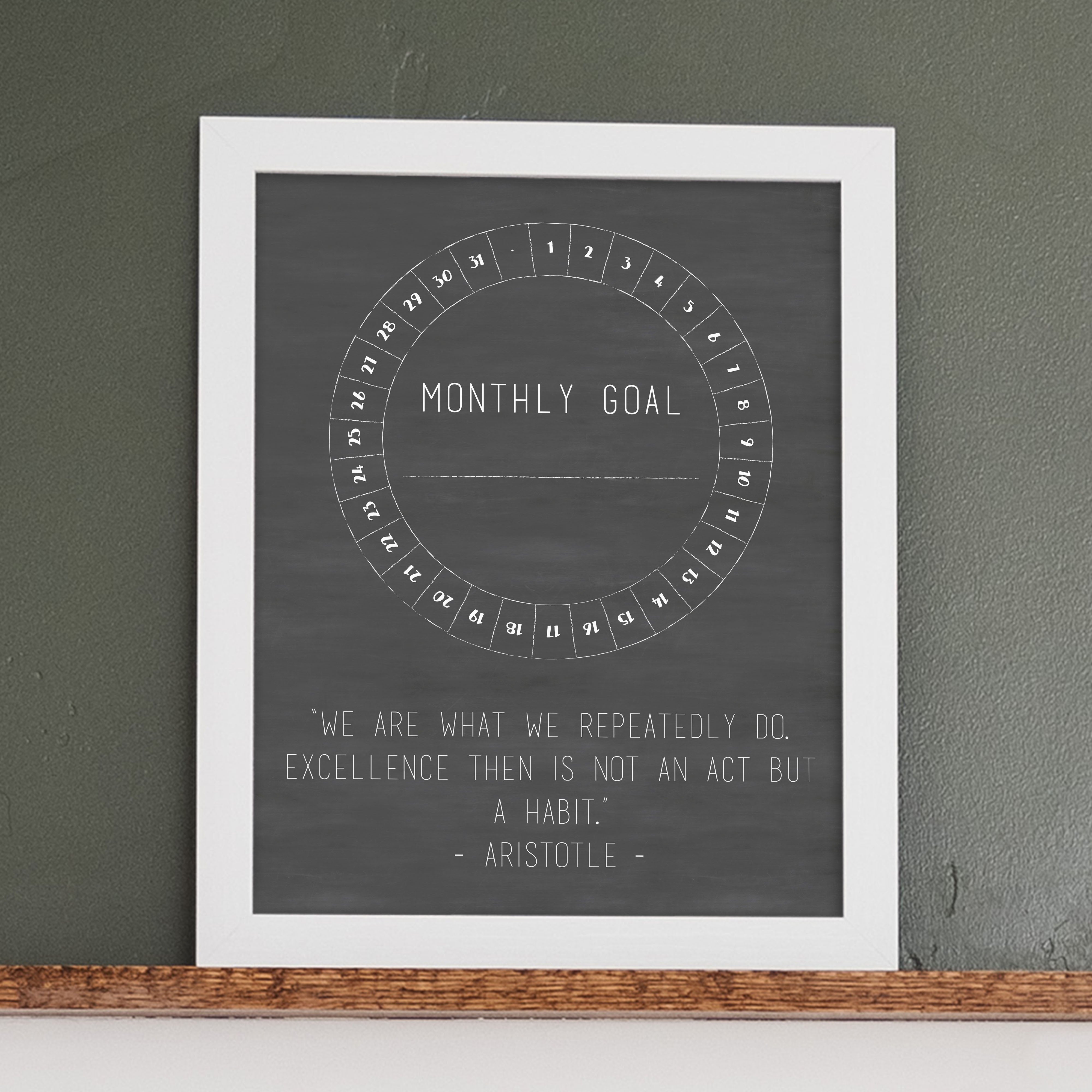 Custom Quote Framed Goal Tracker | Vertical Chalkboard ...
