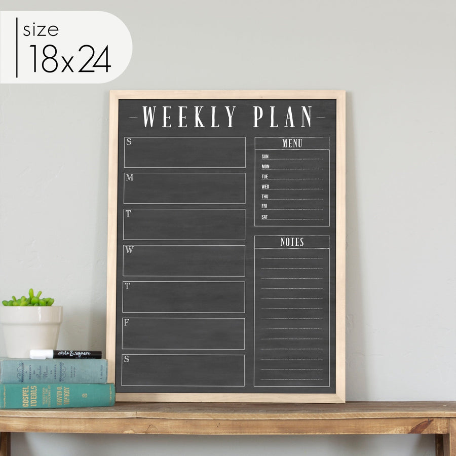 Weekly Framed Chalkboard Calendar + 2 sections | Vertical Swanson ...