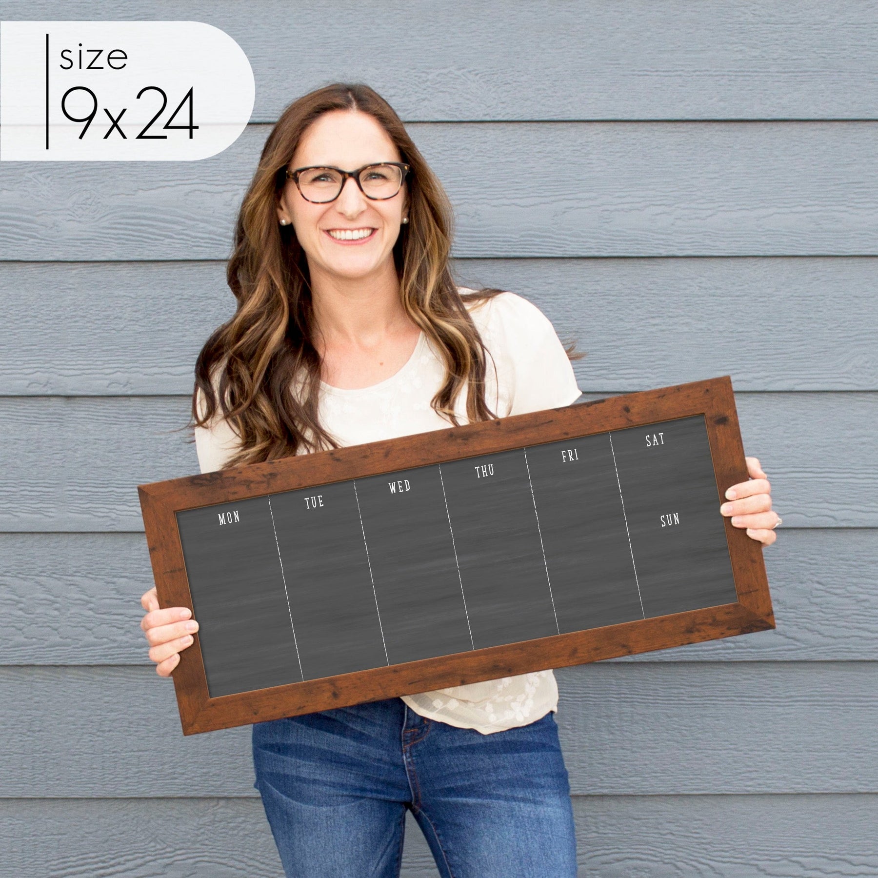 Slim Weekly Framed Chalkboard | Horizontal Multi-style ...