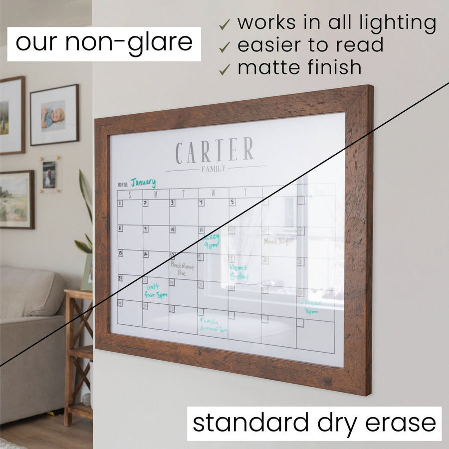 Framed Yearly Whiteboard Calendar | Vertical Knope – circleandsquaredecor