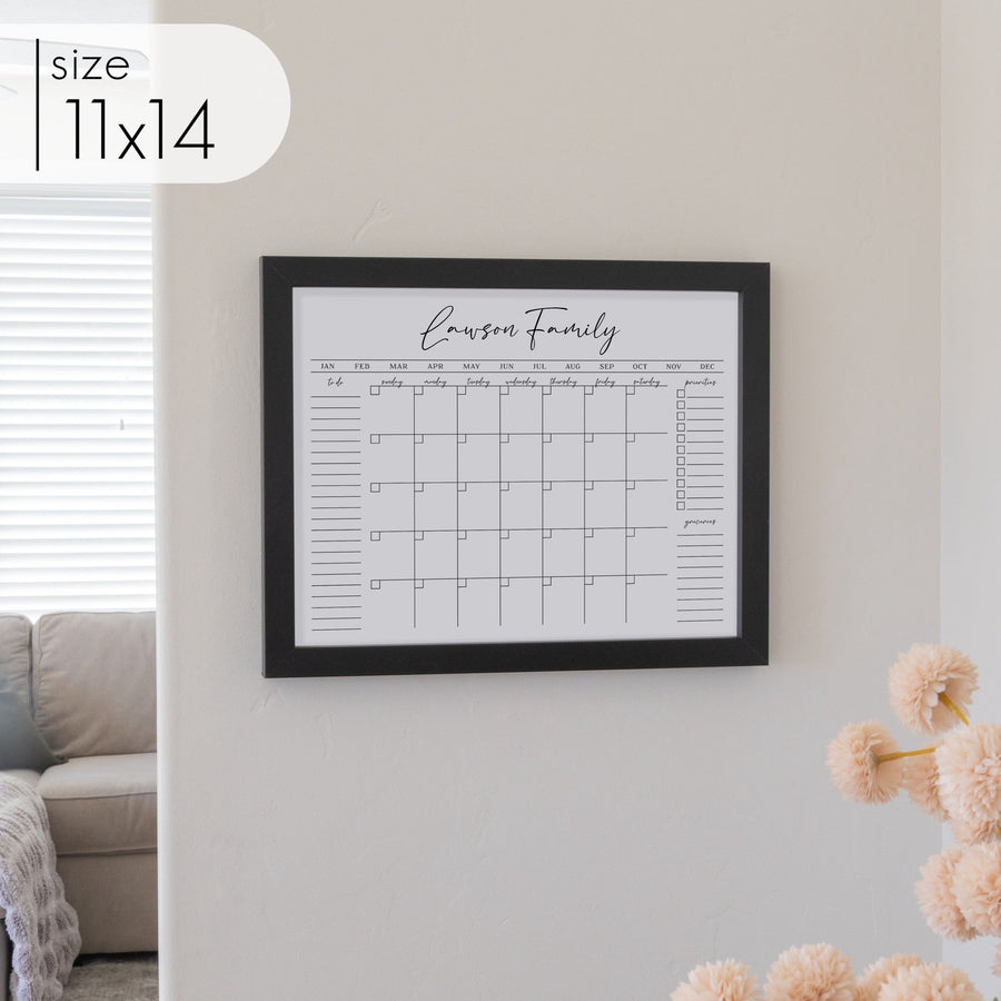 Monthly Framed Whiteboard Calendar + 3 sections | Horizontal Penningto ...