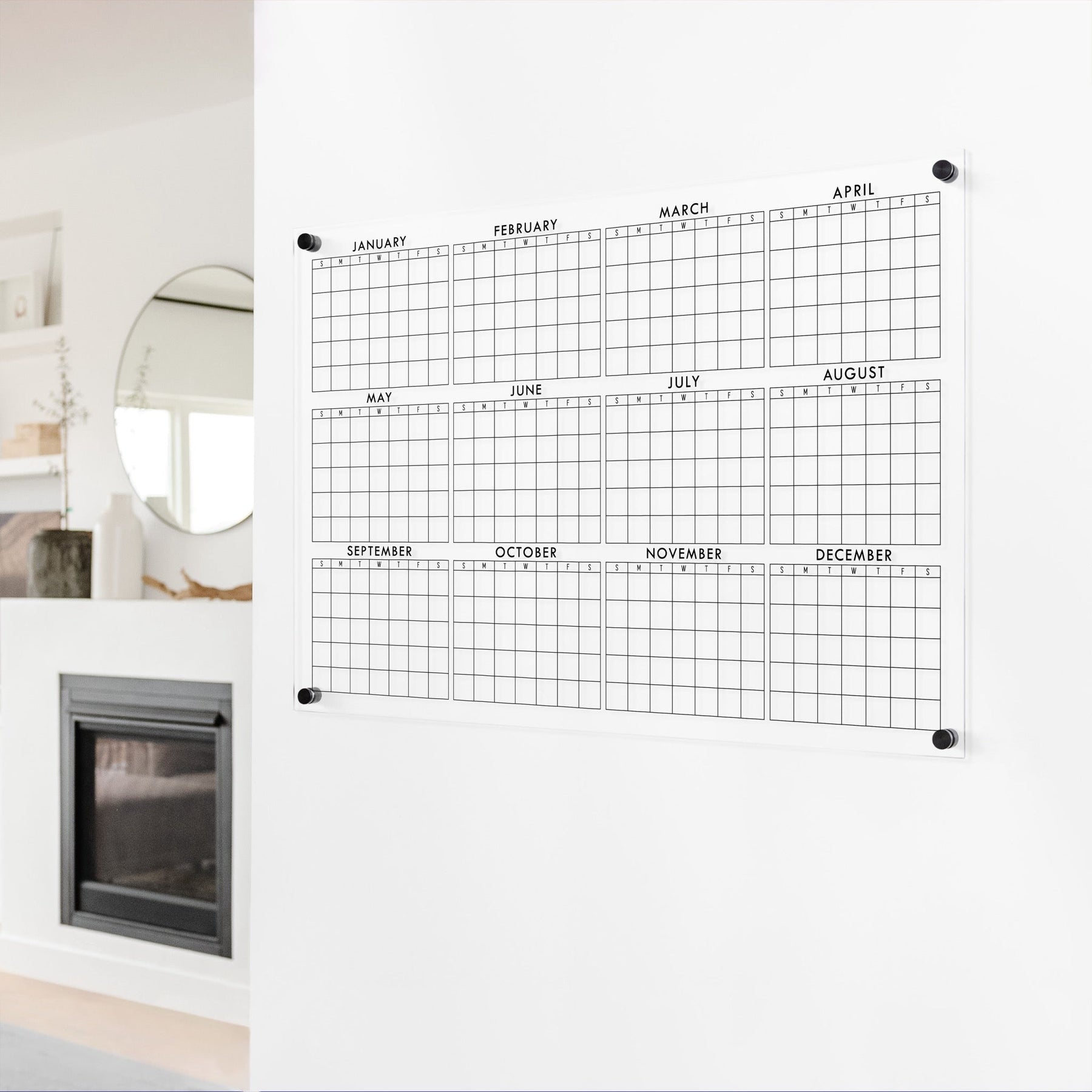 Acrylic Yearly Calendar | Horizontal Multi-style – circleandsquaredecor