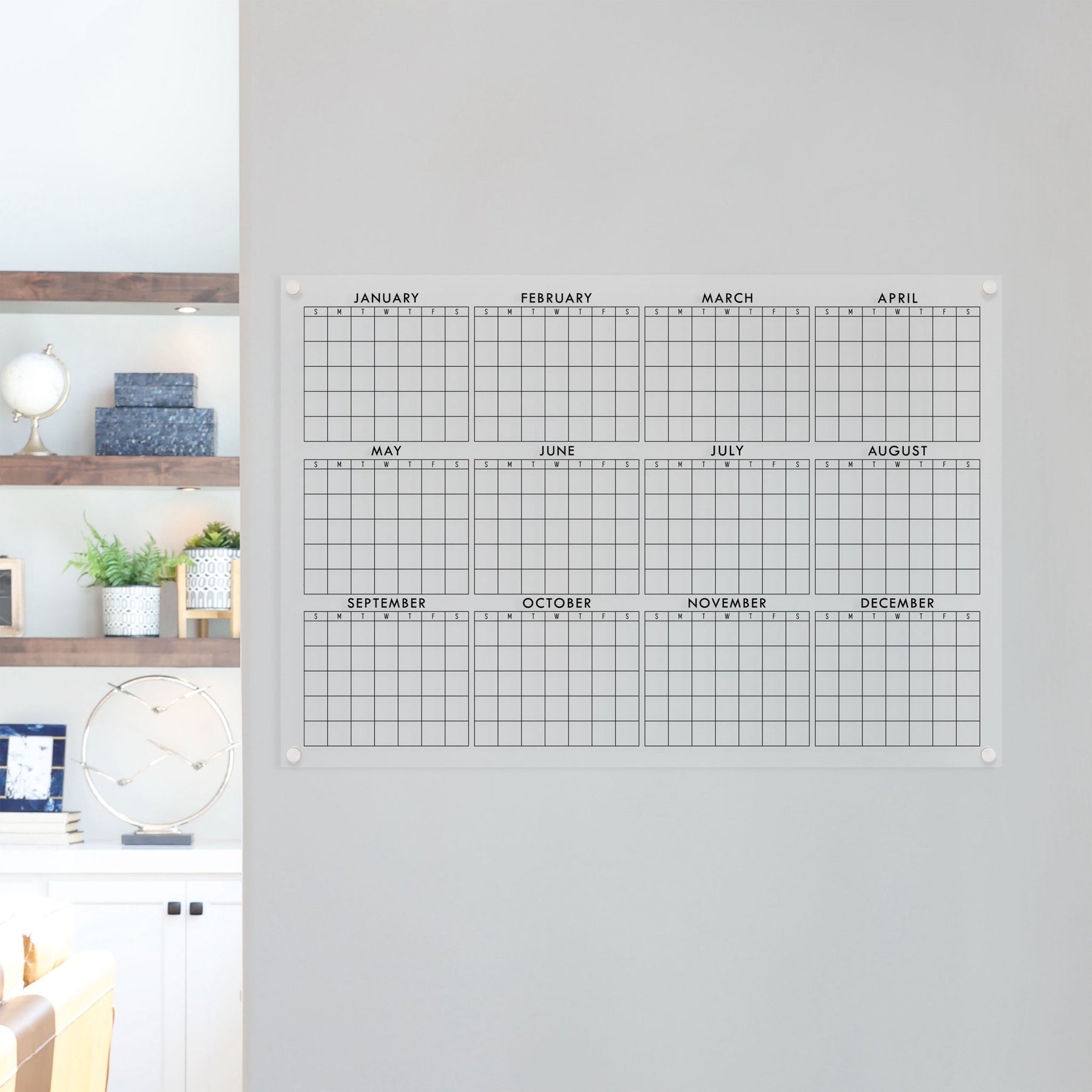 Acrylic Yearly Calendar | Horizontal Multi-style – circleandsquaredecor