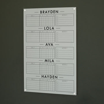 5 Person Frosted Acrylic Chore Chart | Vertical Craig ...