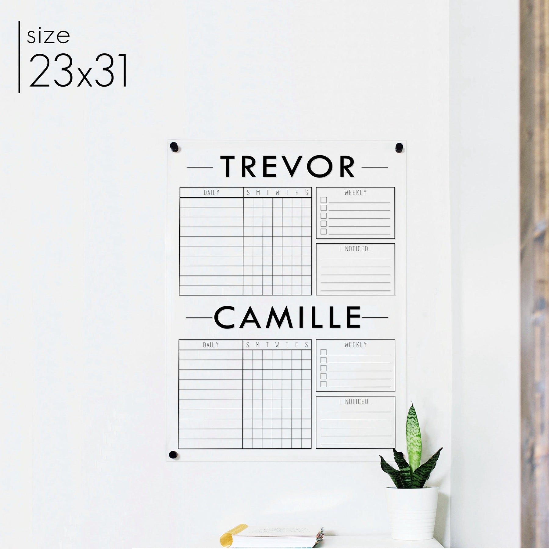 2 Person Acrylic Chore Chart | Vertical Craig – circleandsquaredecor