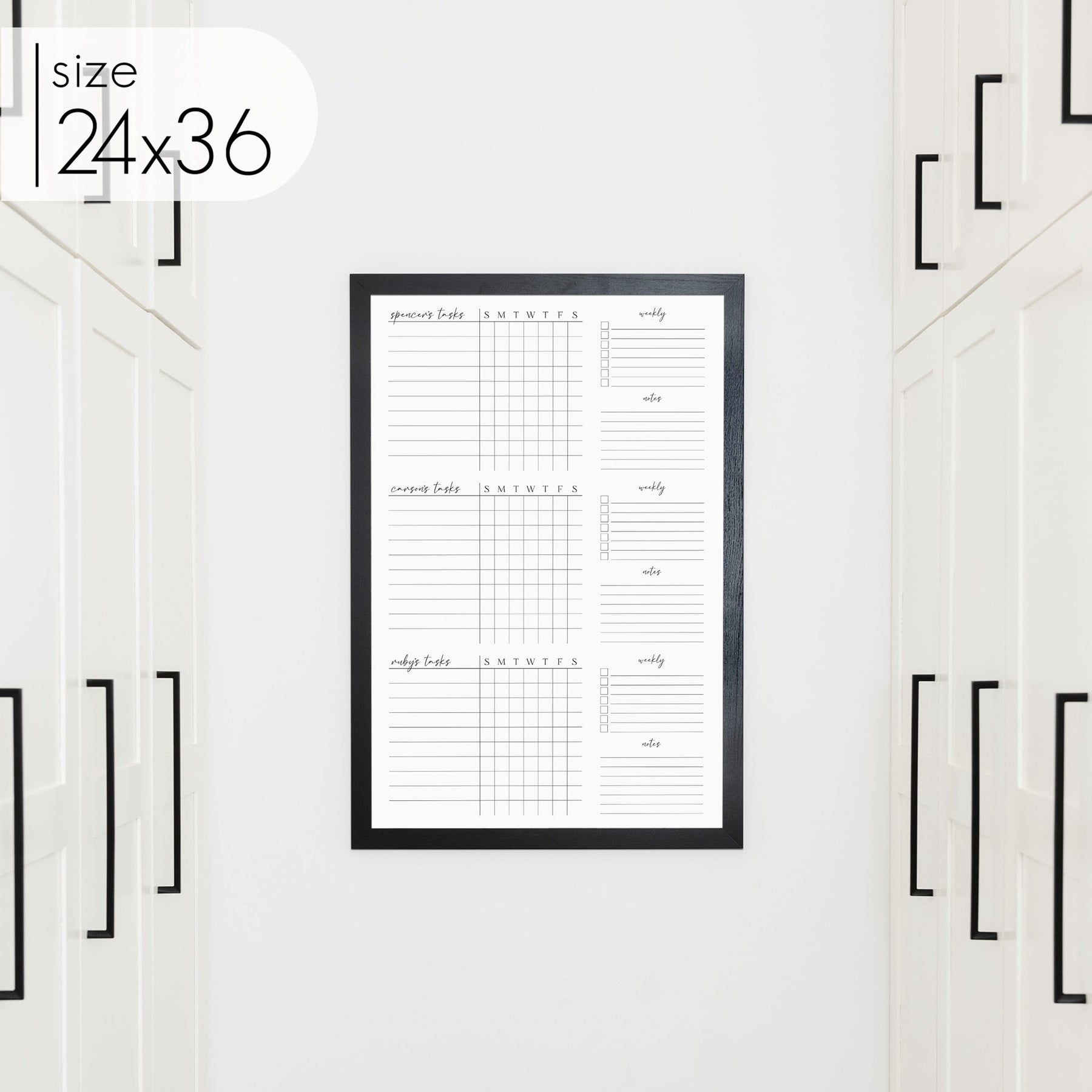 3 Person Framed Whiteboard Chore Chart | Vertical Pennington ...