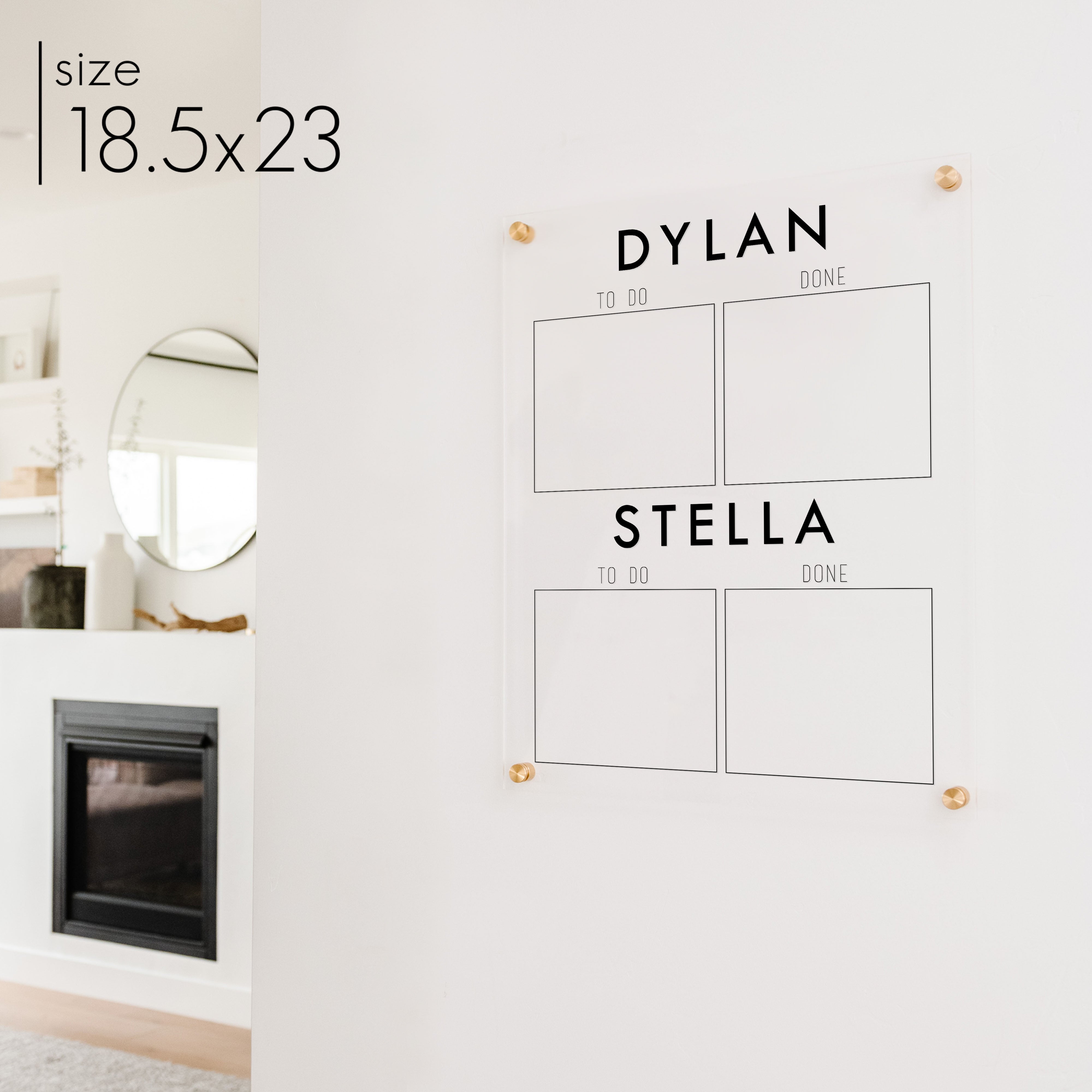 2 Child Acrylic Visual Chore Chart | Vertical Madi | circleandsquaredecor