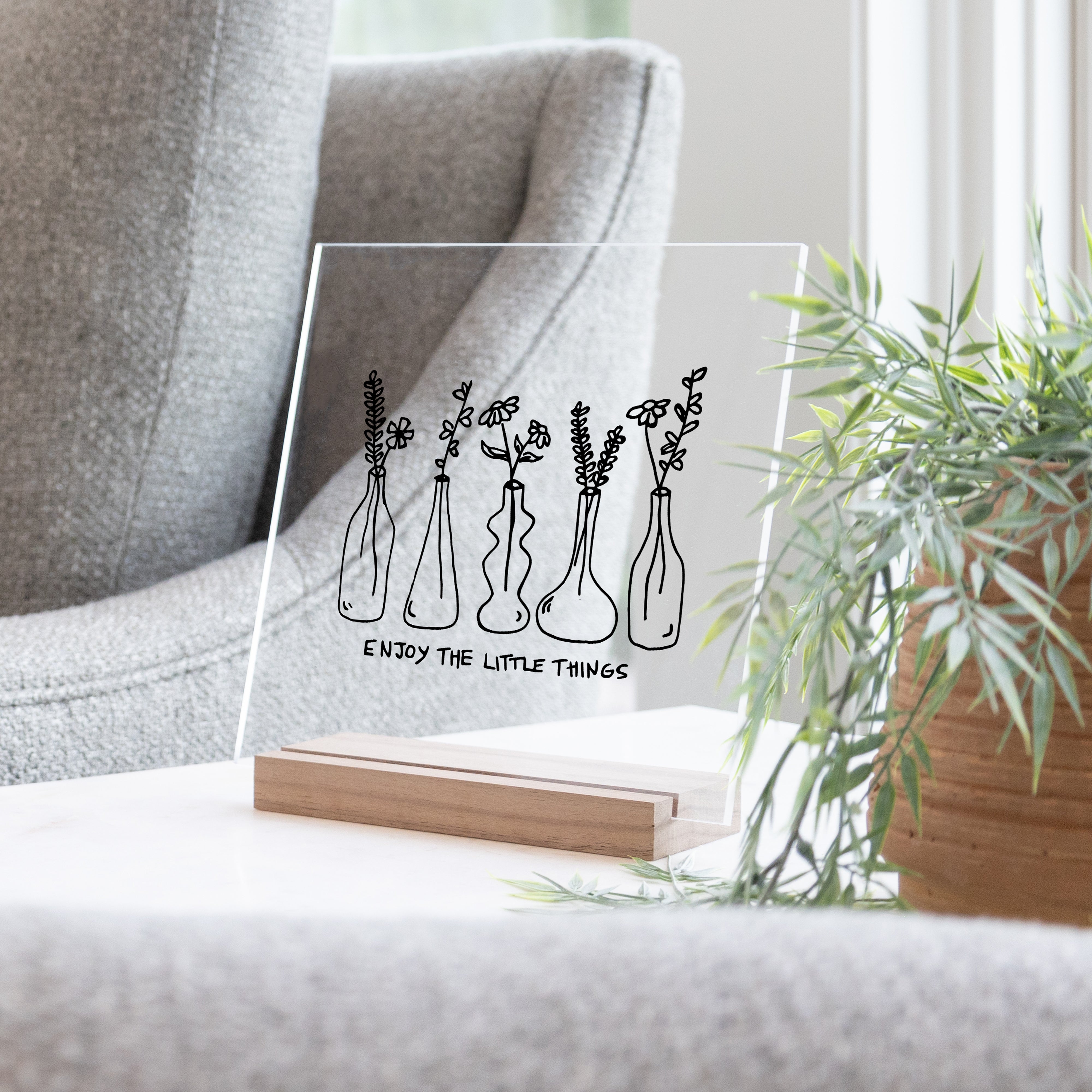 Custom Acrylic Word Art with wood display stand | circleandsquaredecor