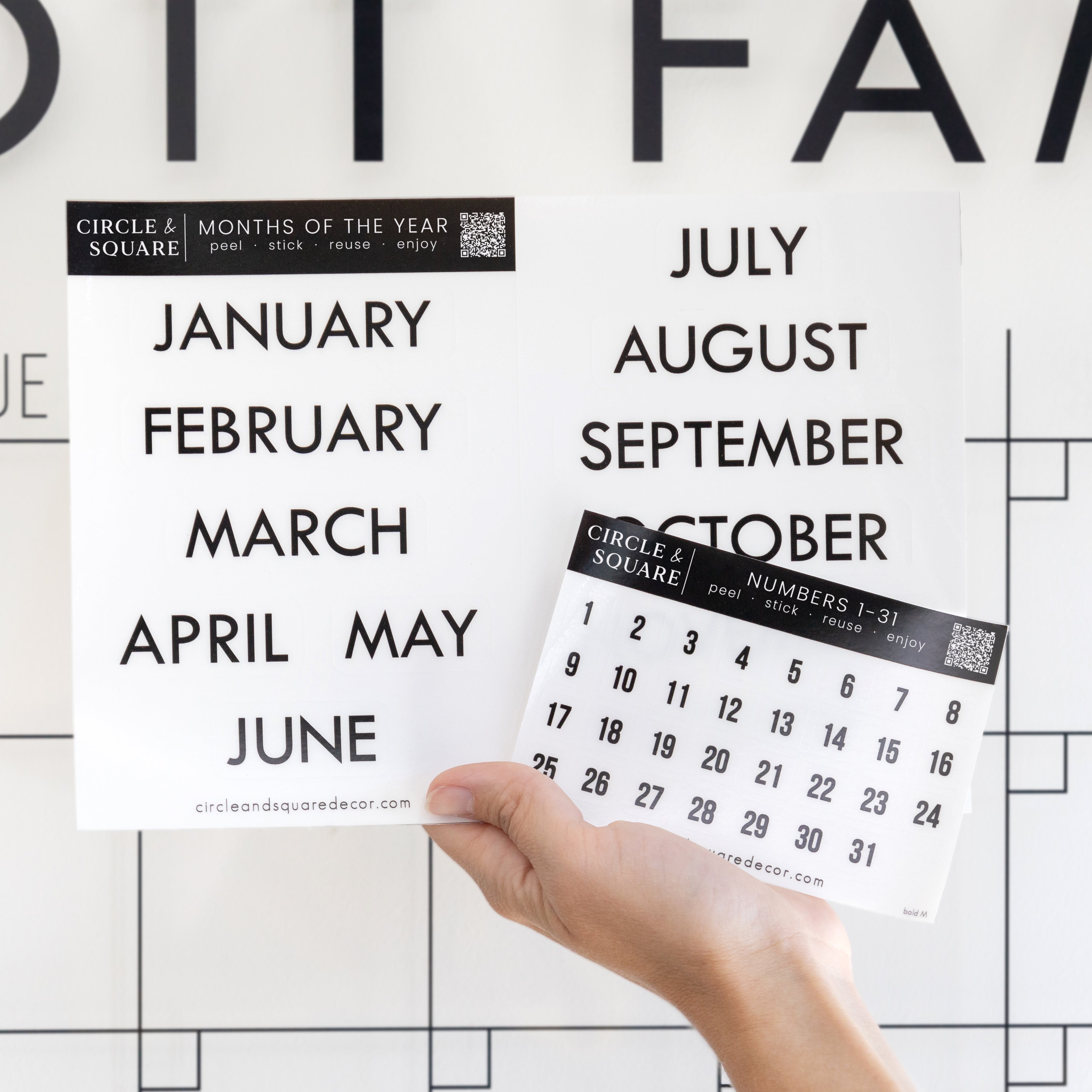 Board Stickies Months & Numbers – circleandsquaredecor