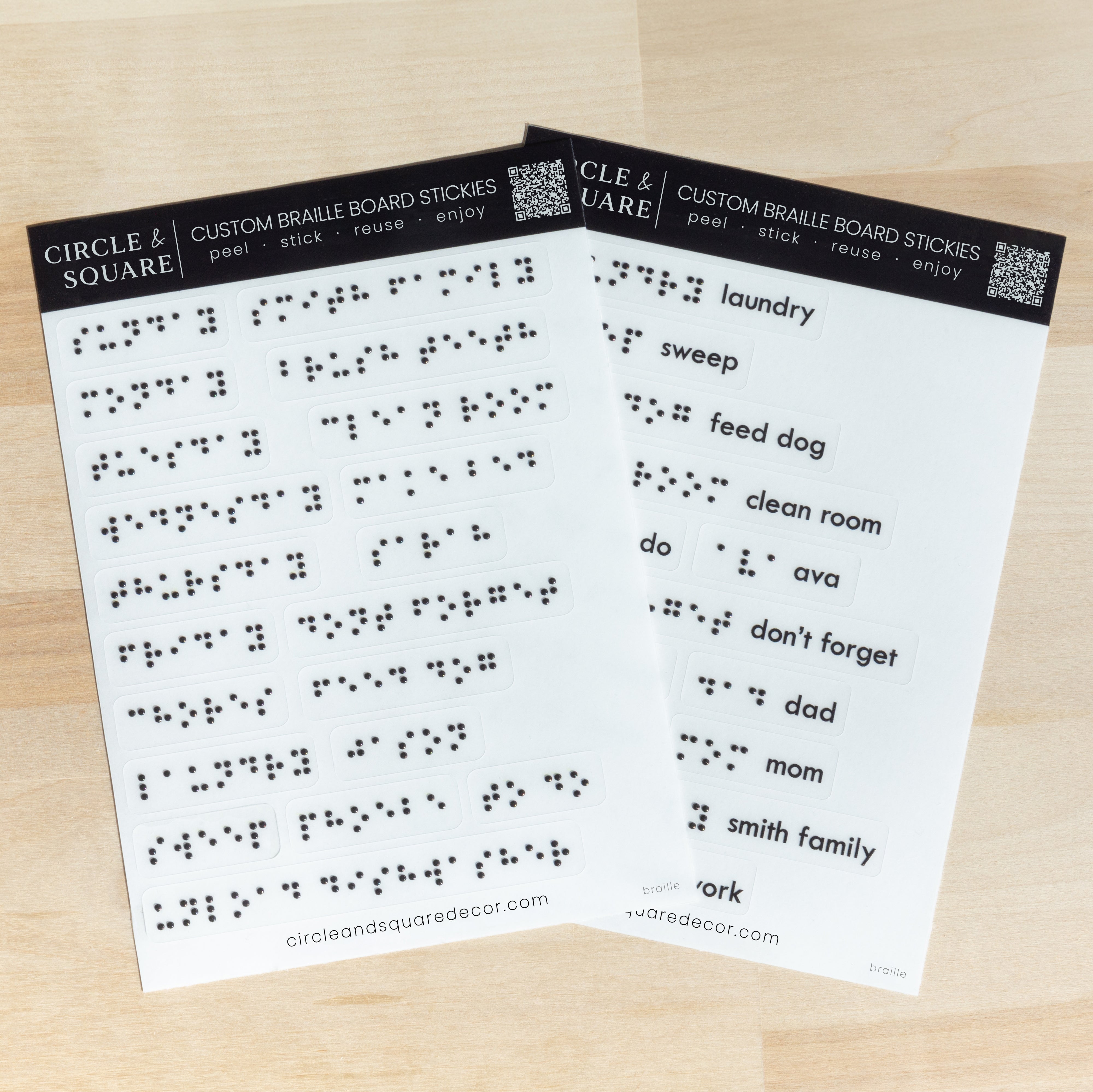 Custom Braille Board Stickies – circleandsquaredecor