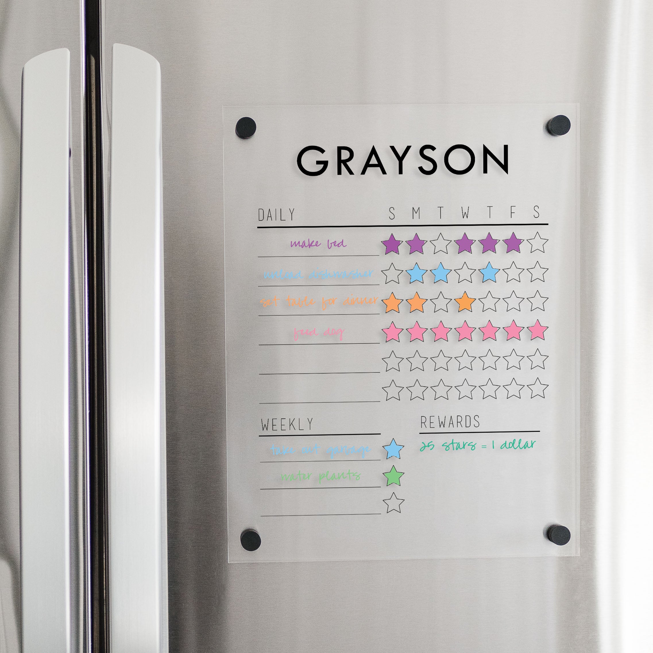 1 Child Acrylic Fridge Reward Chart | Vertical Multi-Style ...