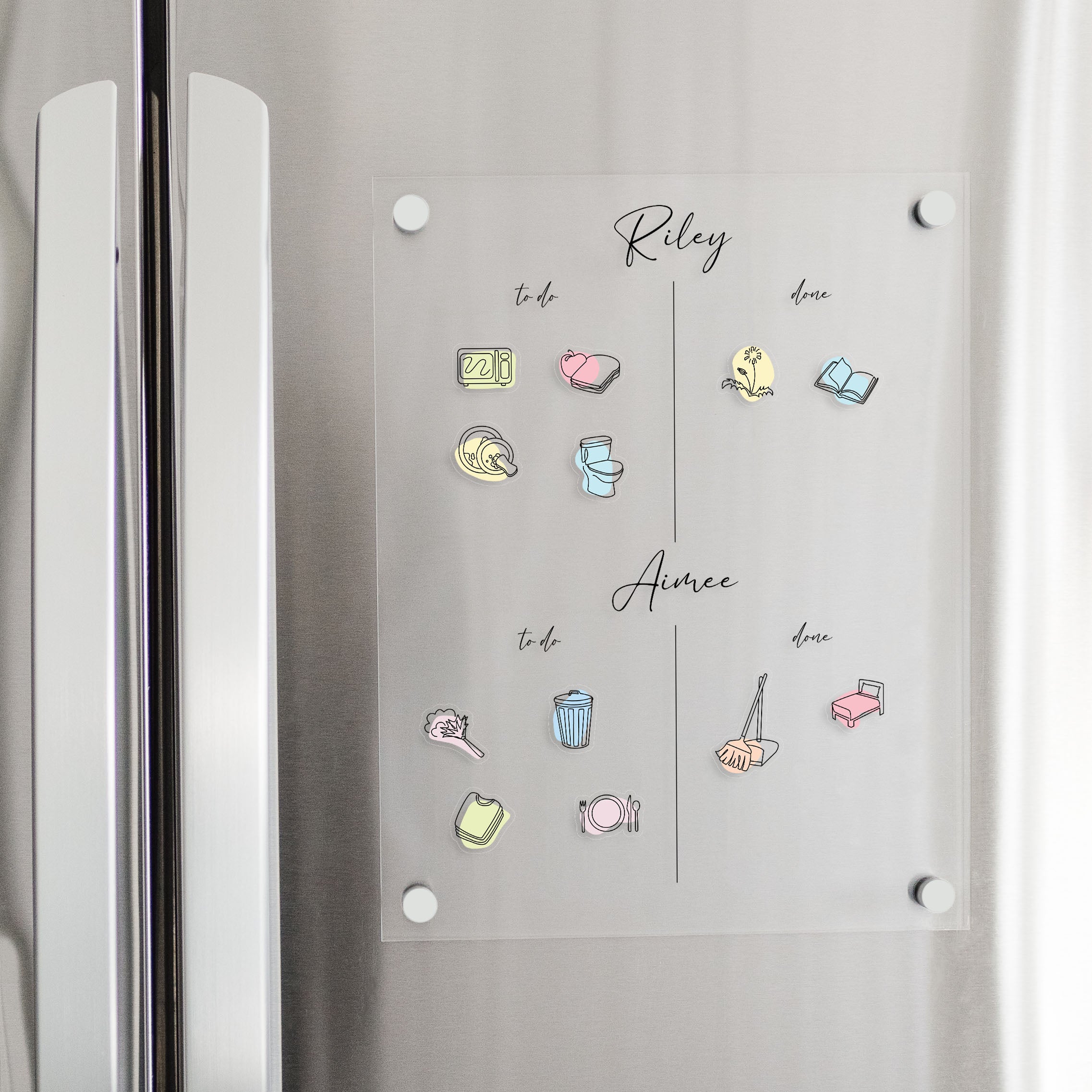 2 Child Acrylic Fridge Visual Toddler Chore Chart | Vertical Penningto ...