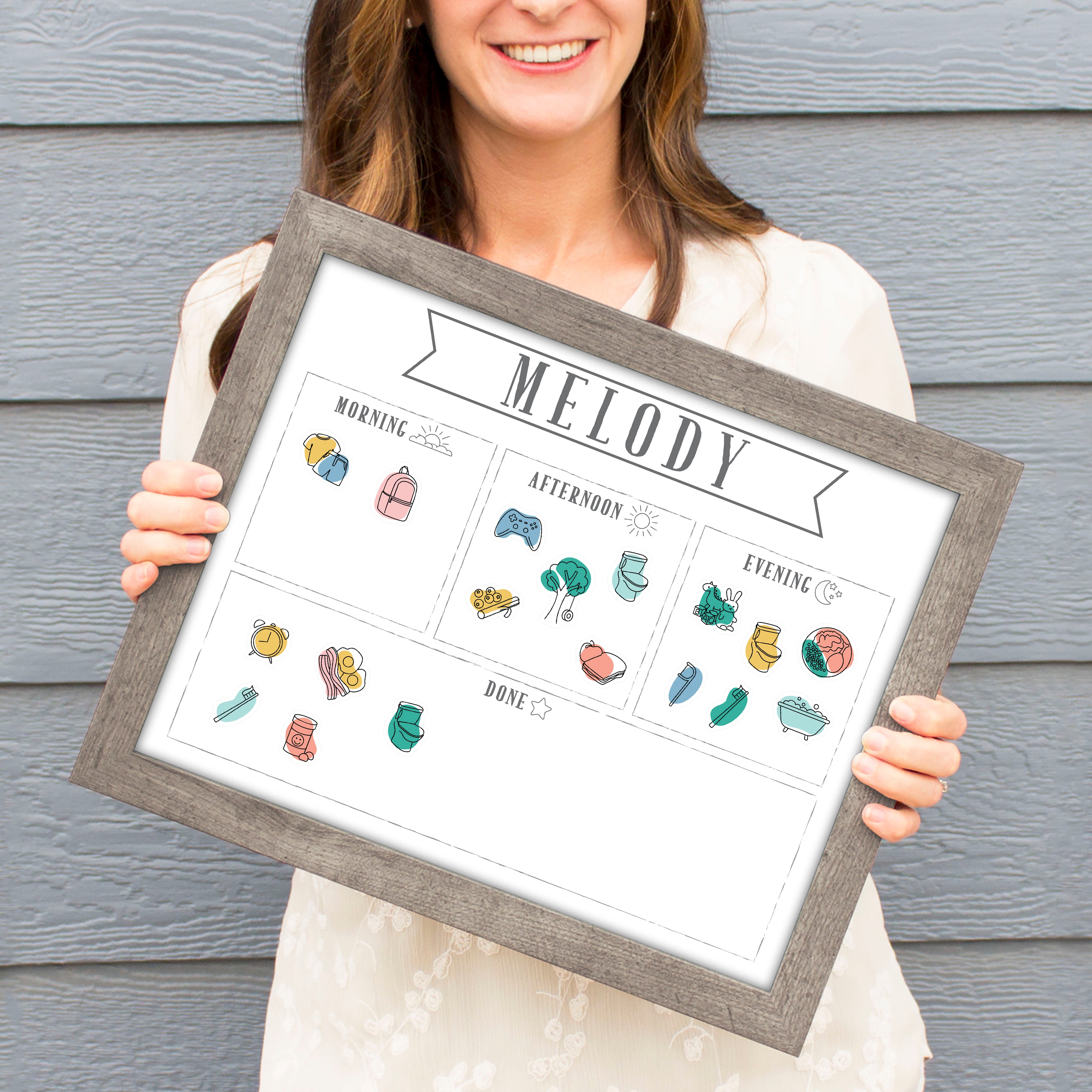 1 Person Framed Whiteboard Routine Chart | Horizontal Swanson ...