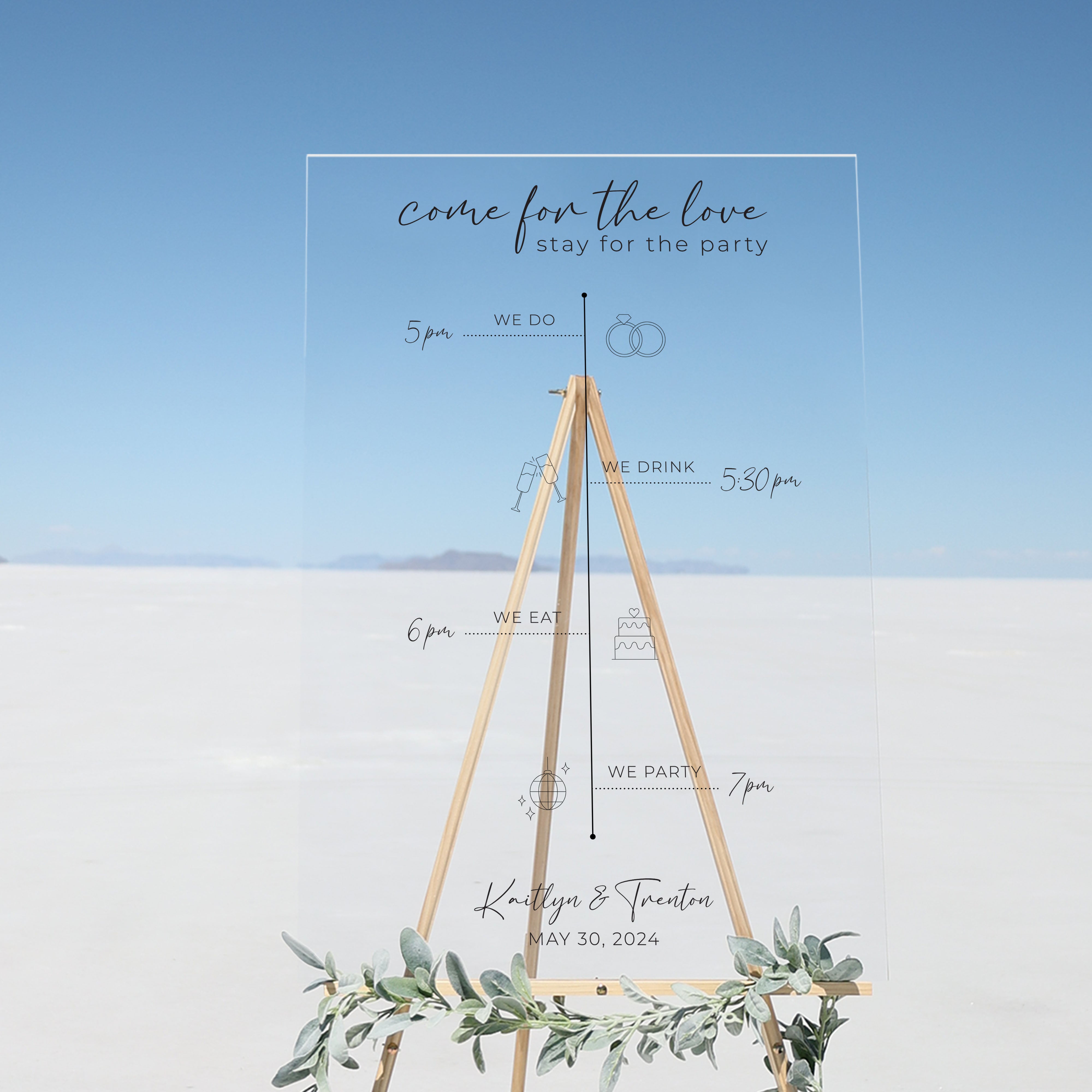 Clear Acrylic Wedding Timeline | Vertical Olivia