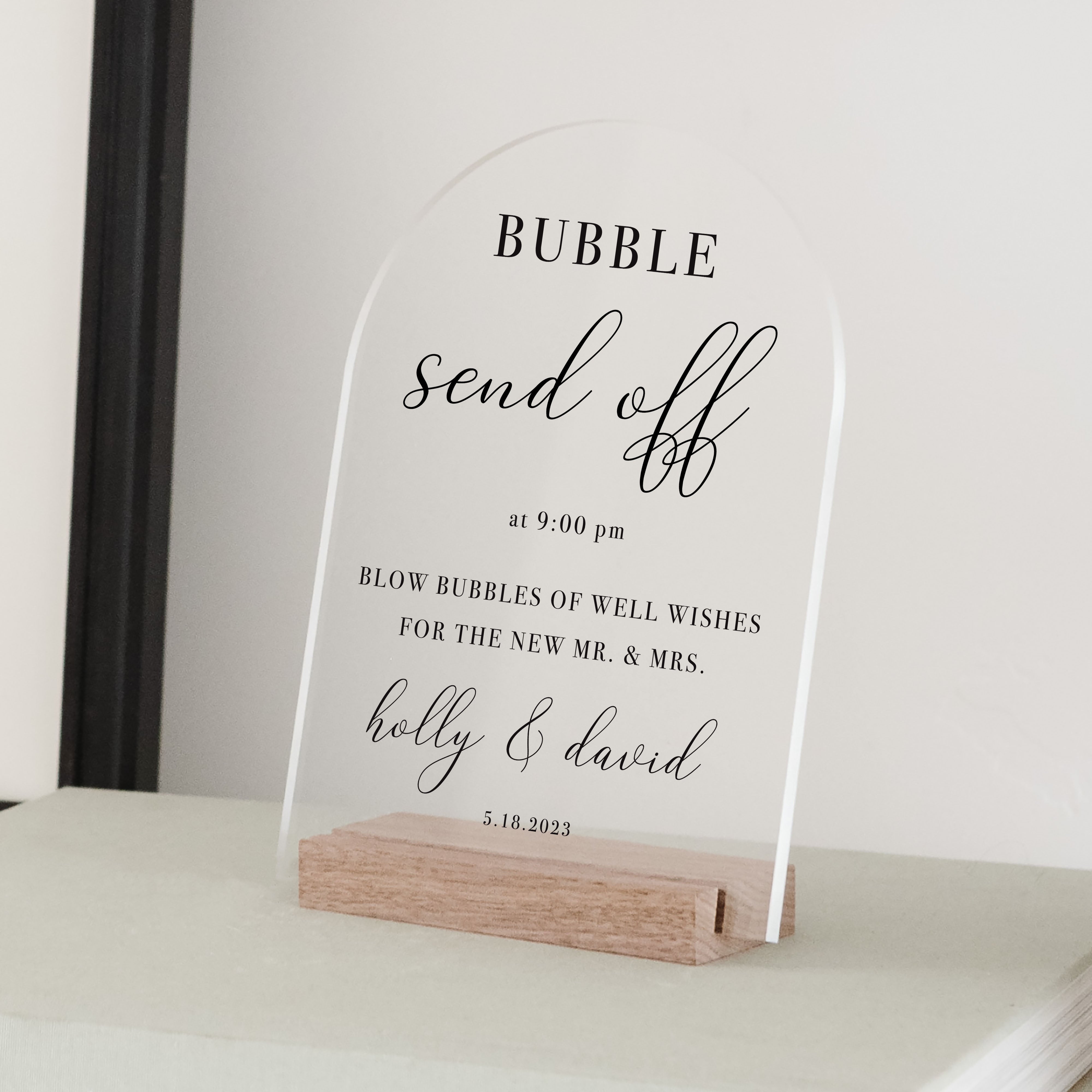 Clear Acrylic Bubble Send Off Sign | Vertical Brooklyn