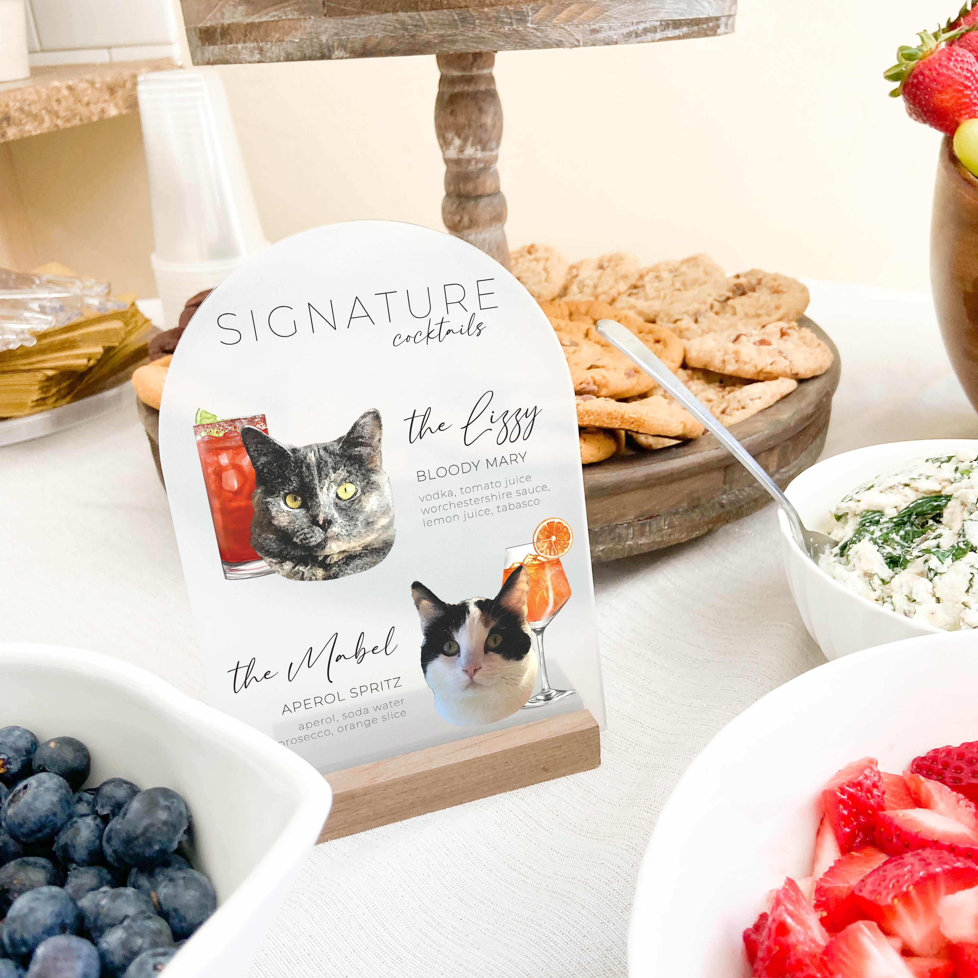 Frosted Acrylic Cat Signature Drink Sign | Vertical Olivia